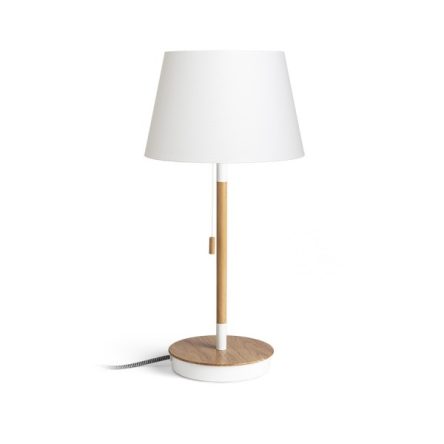 KEITH/ALVIS 24 namizna svetilka z USB bela bukev 230V LED E27 11W